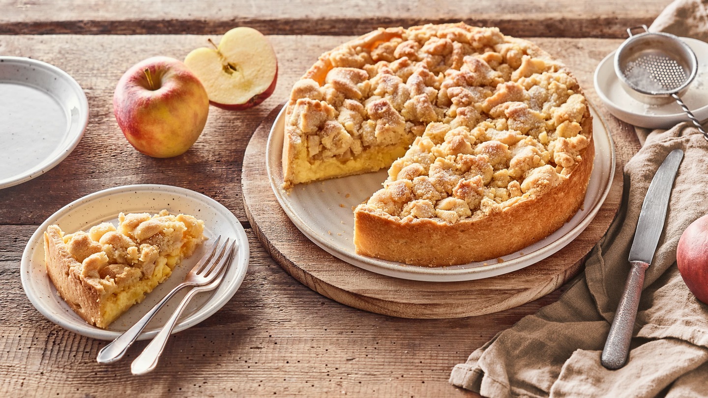 Apfelkuchen mit Pudding